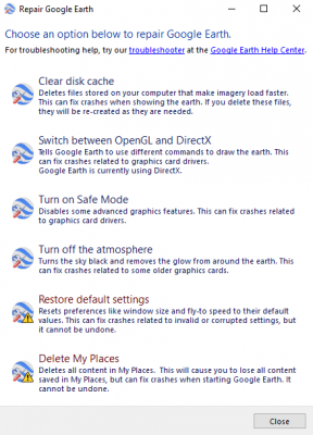 Google Earthが機能していない、クラッシュ、またはWindows11で凍結 - Tiempo de Frikis