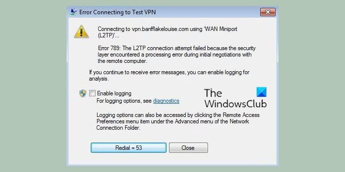 VPN エラー 789、Windows 11/10 で L2TP 接続の試行が失敗しました - Tiempo de Frikis
