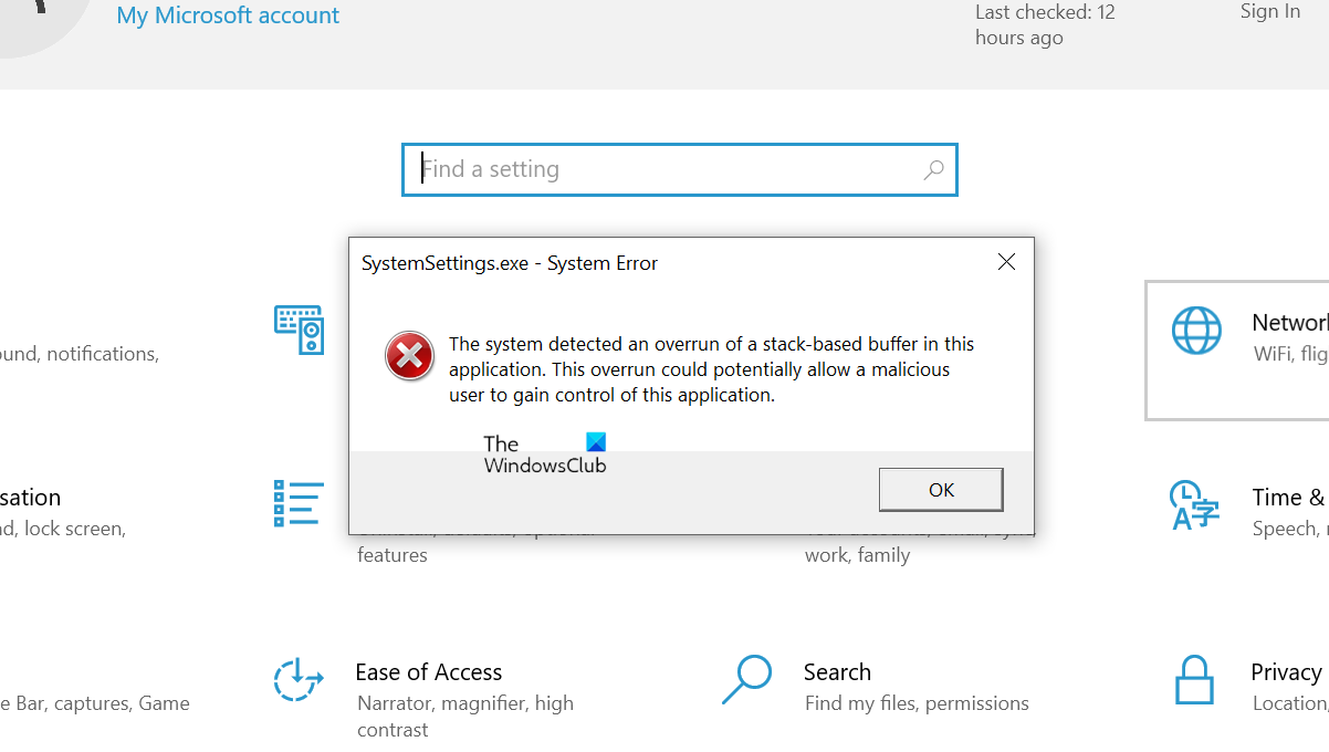 Windows 11/10のSystemSettings.exeシステムエラー - Tiempo de Frikis