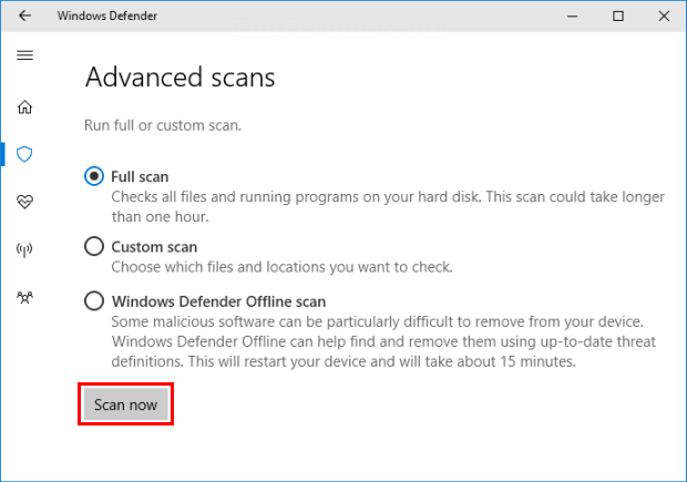 Voer een scan uit met Windows Defender Security Center in Windows 10 ...