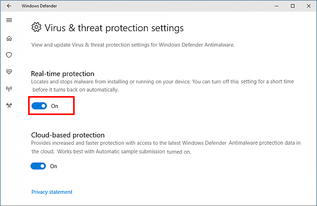 Real-time bescherming van Windows Defender in- of uitschakelen - Tiempo ...