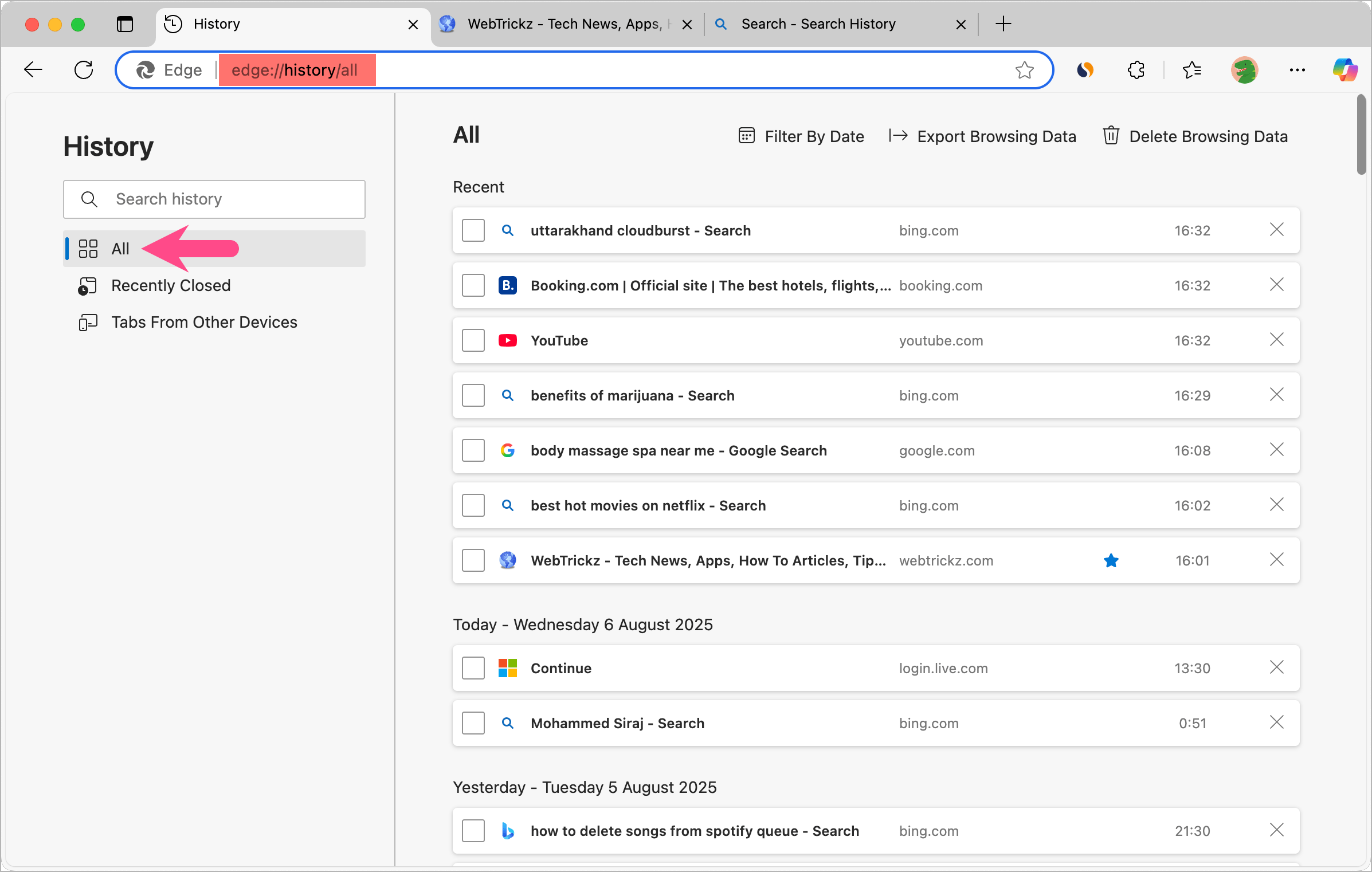 Hoe u uw zoekgeschiedenis in Microsoft Edge kunt wissen of verwijderen ...