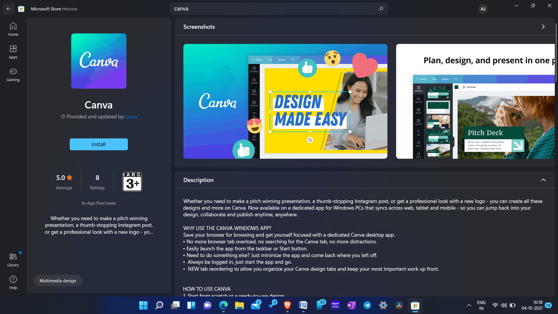 Hoe canva te downloaden voor Windows 11