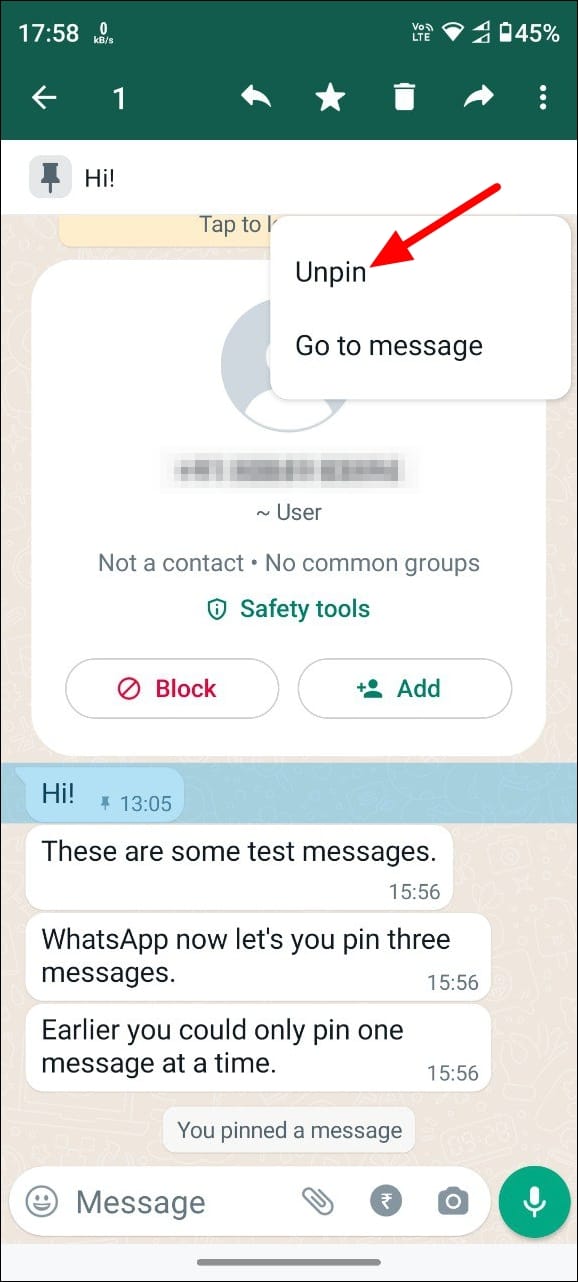 Hoe berichten in whatsapp te pinnen