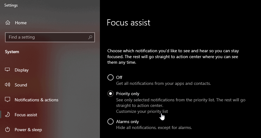 Focus Assist instellen en gebruiken in Windows 10