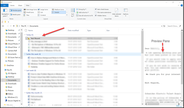 Bekijk een voorbeeld van EML-bestanden in Windows Verkenner met Preview ...