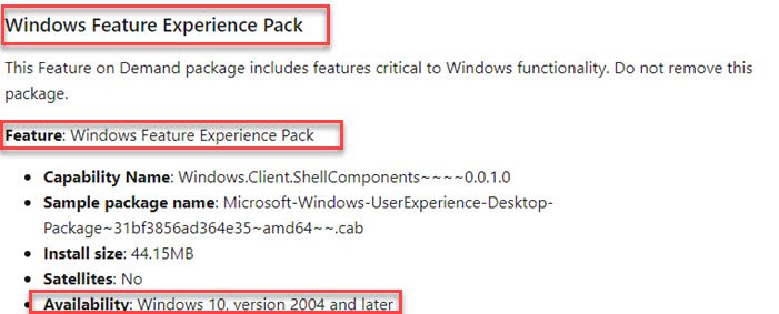 Wat is het Windows Feature Experience Pack in Windows 11/10?