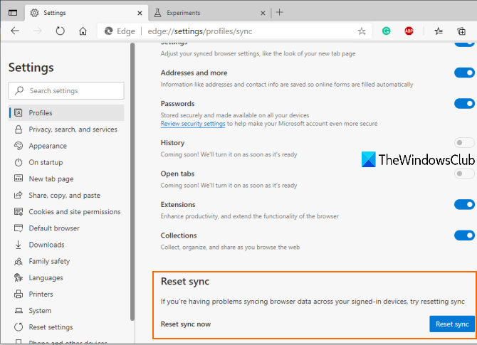 Hoe u Reset Sync in de Microsoft Edge-browser kunt in- of uitschakelen ...
