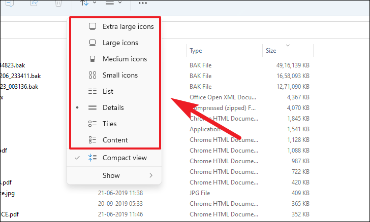Jak szybko wyświetlać pliki w widoku listy lub duże ikony (miniatury) w Eksploratorze plików ...