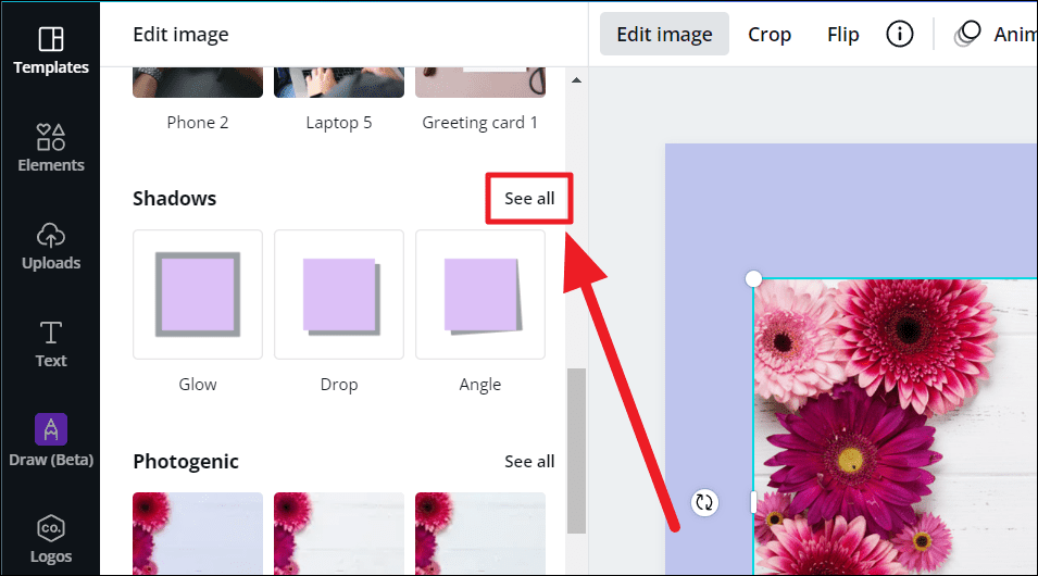 Jak korzystać z efektu cienia Canva