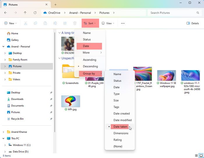 Jak sortować zdjęcia według daty zrobienia w systemie Windows 11/10 ...