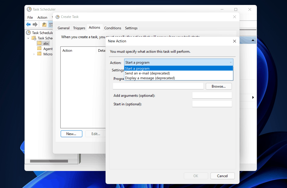 Como criar tarefas usando o Windows 11 Tarefs Scheduler