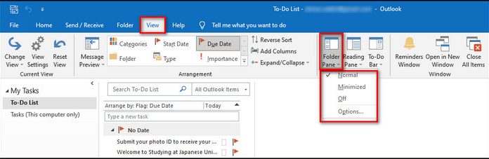 Como alterar a visualização da caixa de entrada do Outlook na área de ...