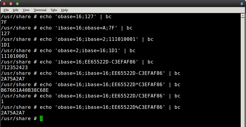 Como usar o BC como uma calculadora hexadecimal