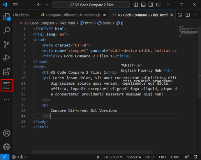 Como comparar 2 arquivos no código VS