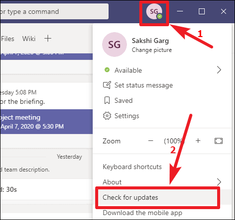 Como atualizar o aplicativo Microsoft Teams Desktop