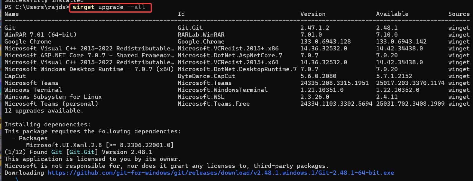 Atualize todos os aplicativos do Windows 11 ou 10 com um comando ...