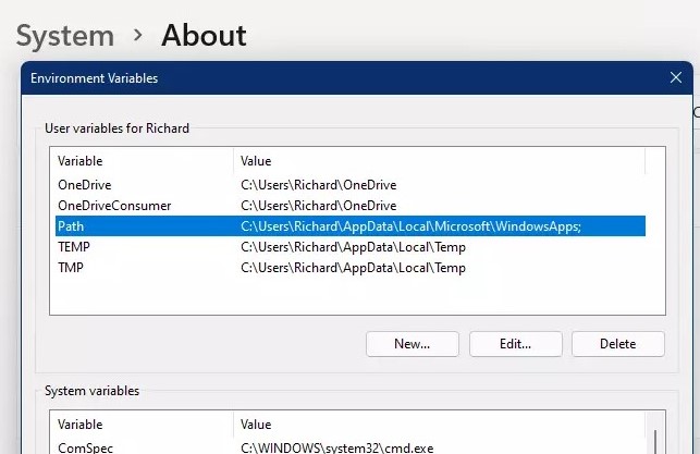 Como definir variáveis de ambiente no Windows 11