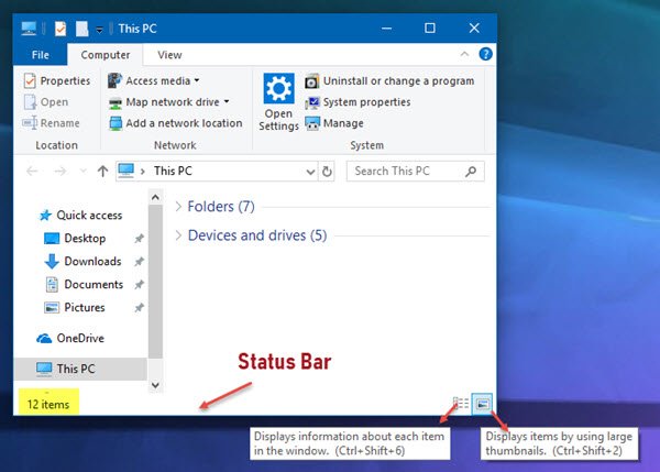 Como ativar ou desativar a barra de status no File Explorer no Windows ...