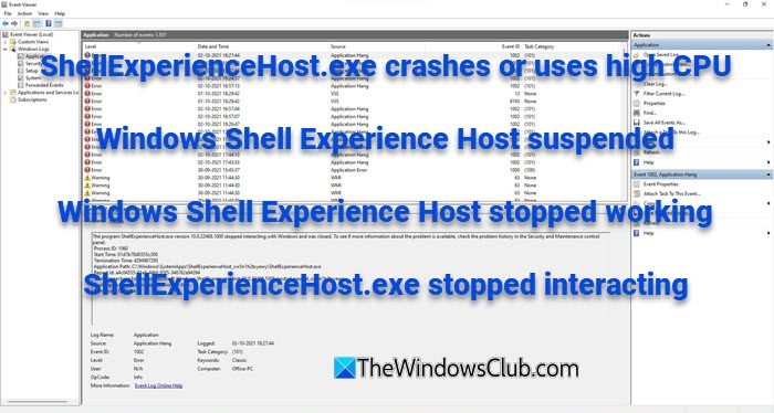 ShellexPerienceHost.exe Frashes, suspenso ou parou de trabalhar no Windows 11 - Tiempo de Frikis