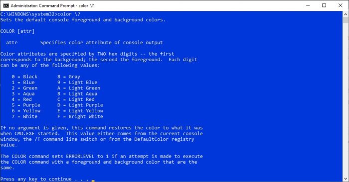 Como alterar o fundo e o primeiro plano da cor no prompt de comando