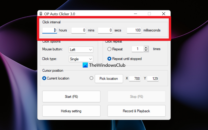 Automatize cliques do mouse usando OP Auto Clicker para Windows 11/10