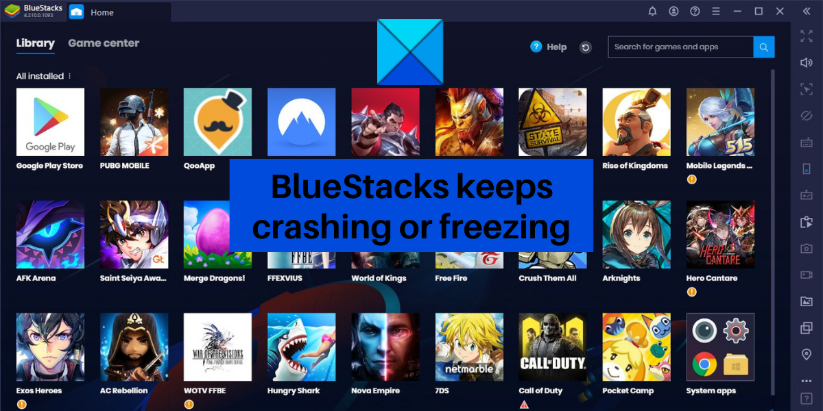 BlueStacks continua travando ou congelando no PC com Windows - Tiempo ...