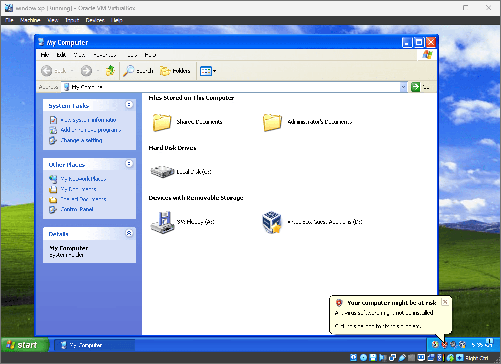 Instalare Windows XP ISO pe Windows 11 folosind VirtualBox