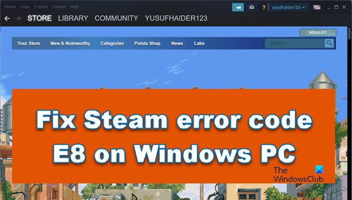 Remediați codul de eroare Steam E8 pe PC -ul Windows