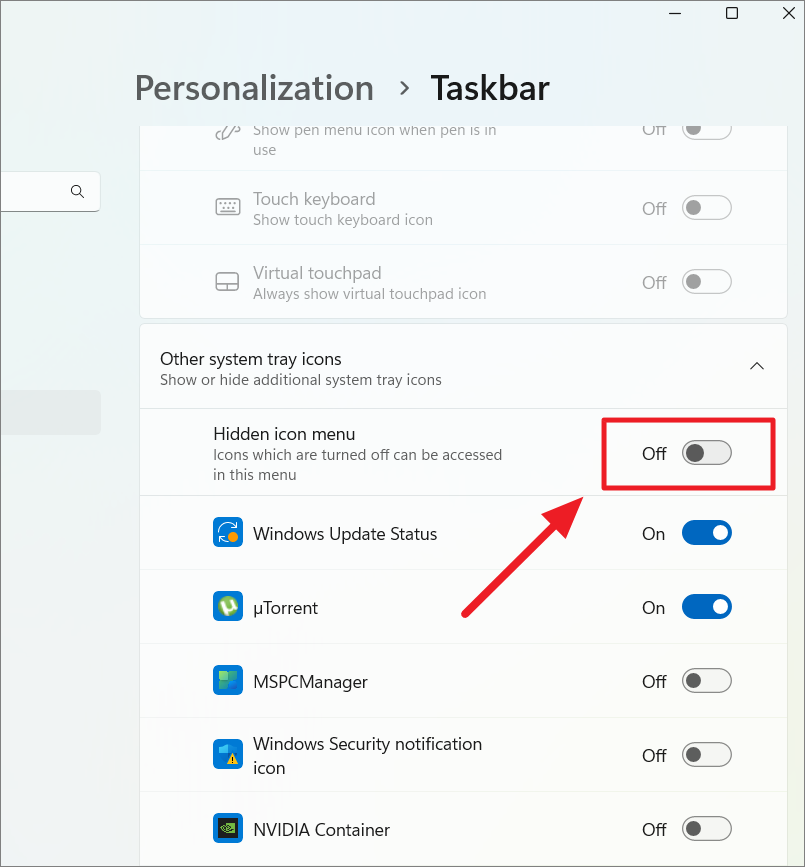 Hur man döljer systemfältsöverflödesmenyn från aktivitetsfältet i Windows 11