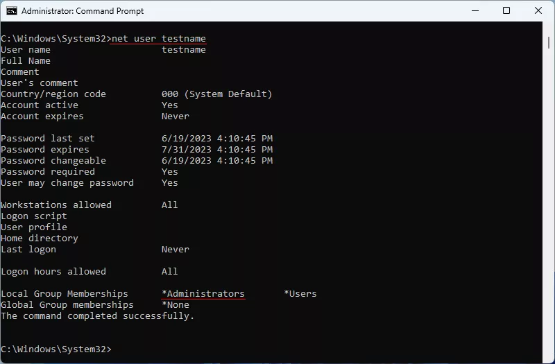 Utilice CMD para crear un nuevo usuario con privilegios de ...