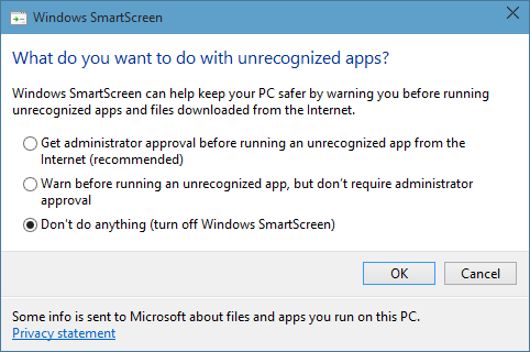Cómo apagar el filtro SmartScreen en Windows 10 u 8