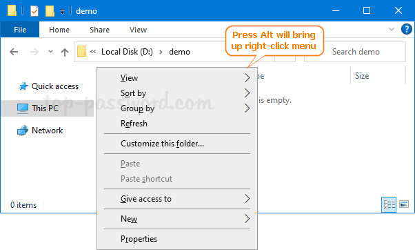 Presione una tecla para abrir el menú contextual de clic derecho en ...