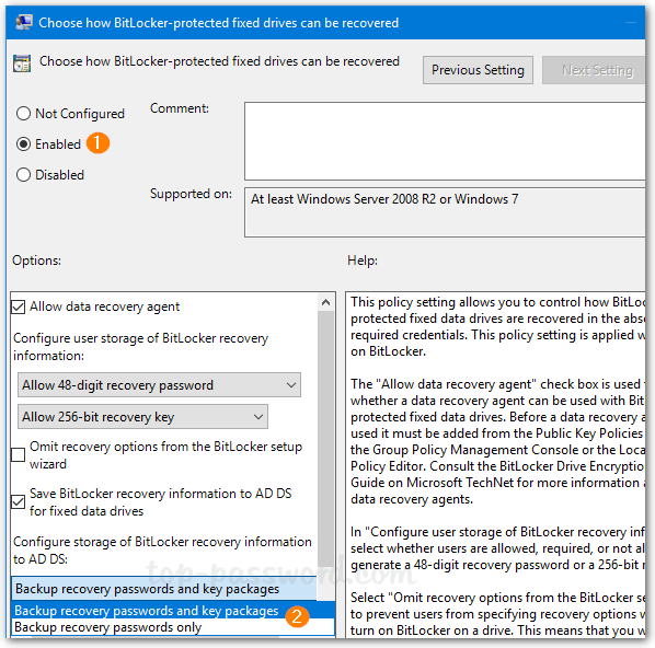 Use GPO para guardar automáticamente la clave de recuperación de BitLocker en Active Directory ...