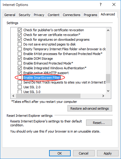 Cómo apagar el filtro SmartScreen en Windows 10 u 8