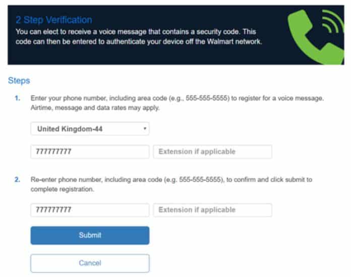 wmlink/2step: Proceso de verificación de 2 pasos de Walmart One ...