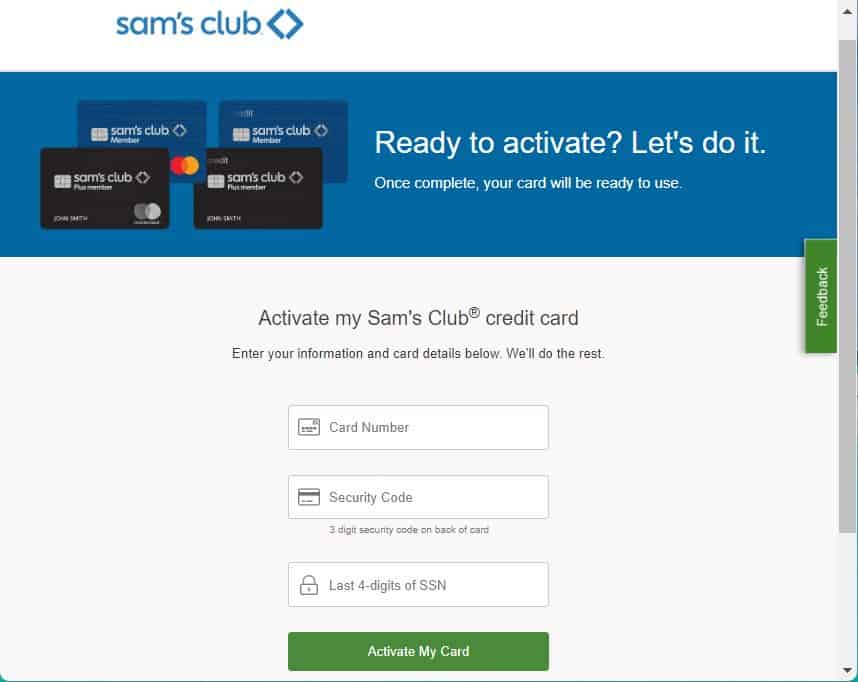 Active la tarjeta de crédito Sam's Club a través de samsclubcredit.com ...