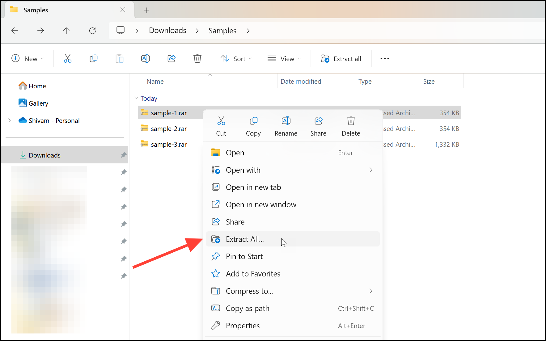 Cómo abrir archivos RAR en Windows 11