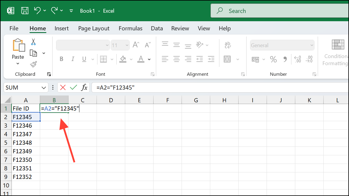 Escriba el ID de archivo en Excel usando Boolean Logic