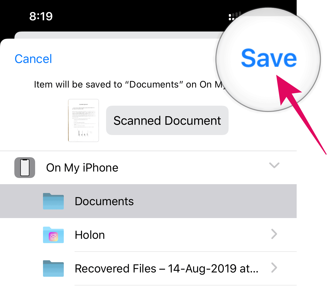 Cómo escanear documentos usando la aplicación Files en iPhone