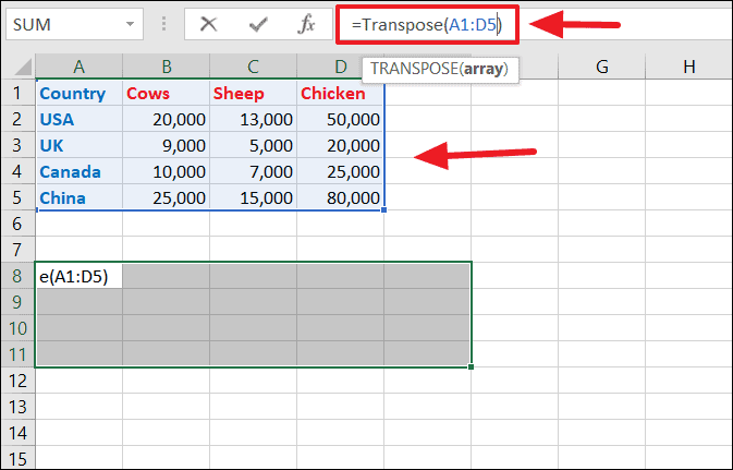 Cómo transponer en Excel