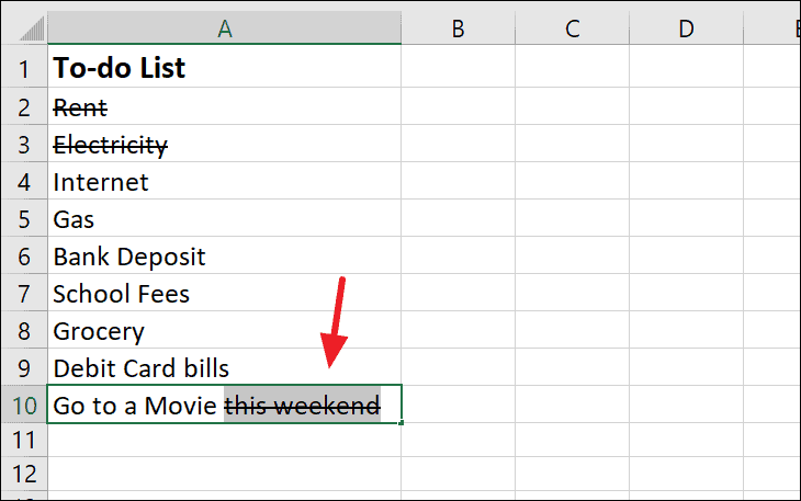 Cómo tachar en Excel