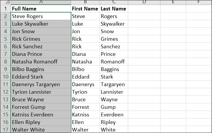 Cómo separar nombres en Excel