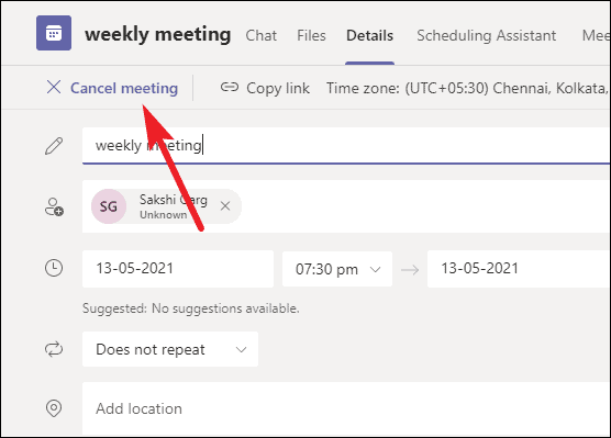 Cómo cancelar una reunión en Microsoft Teams