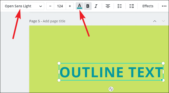Cómo delinear el texto en Canva