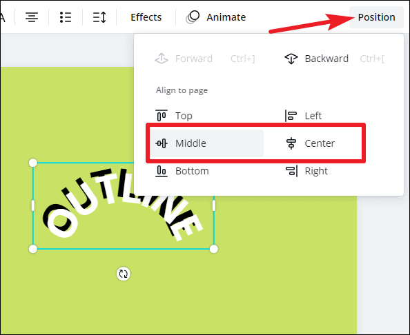 Cómo delinear el texto en Canva