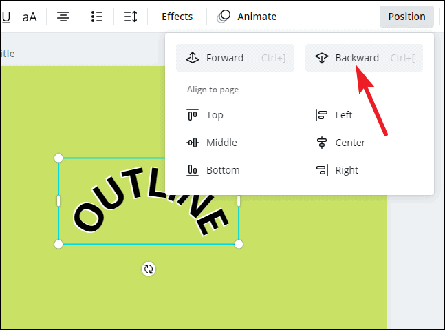 Cómo delinear el texto en Canva