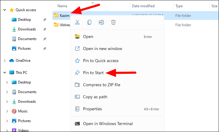 Cómo fijar archivos y carpetas para iniciar el menú en Windows 11