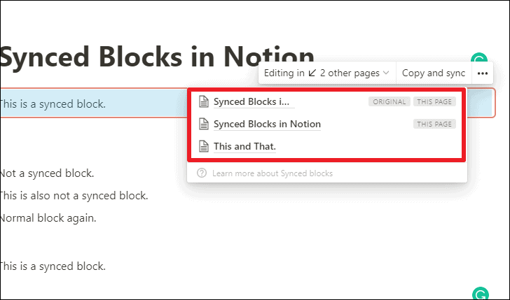 Cómo crear y utilizar un bloque sincronizado en Notion