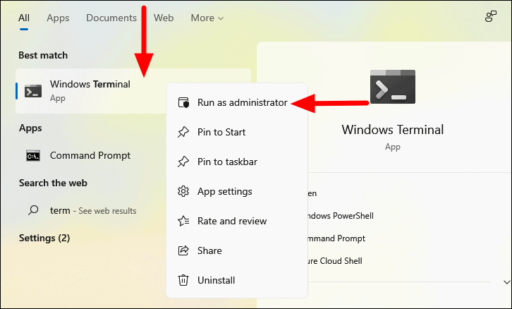 Cómo abrir la Terminal de Windows como administrador en Windows 11